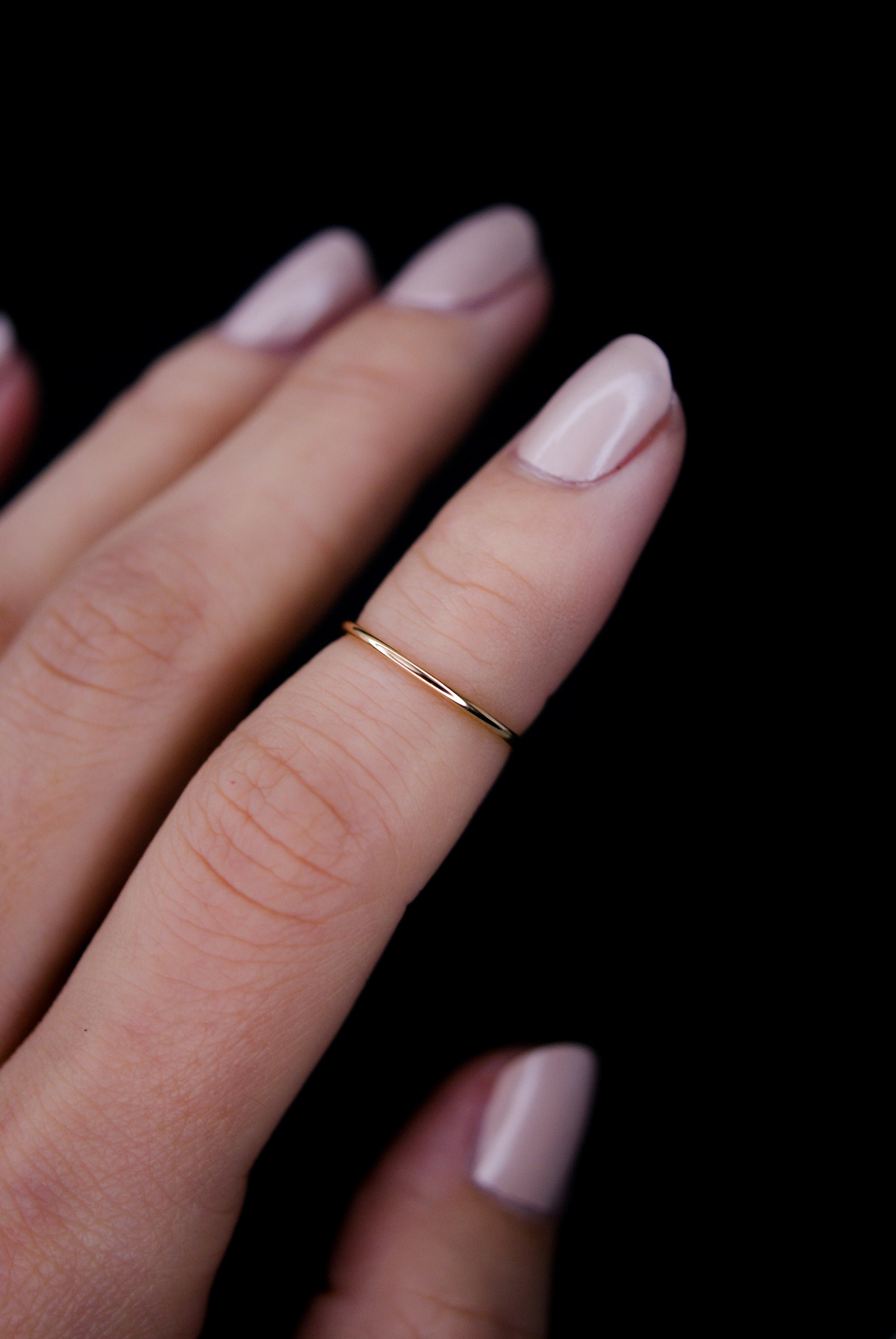 Midi Stacking Ring in Gold Fill Ultra Thin Medium Thick | Etsy