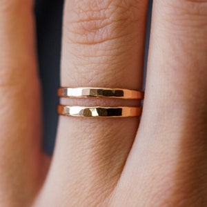 Extra Thick Stacking Ring | 14k Gold Filled | Smooth, Hammered | Simple Stackable Subtle ...