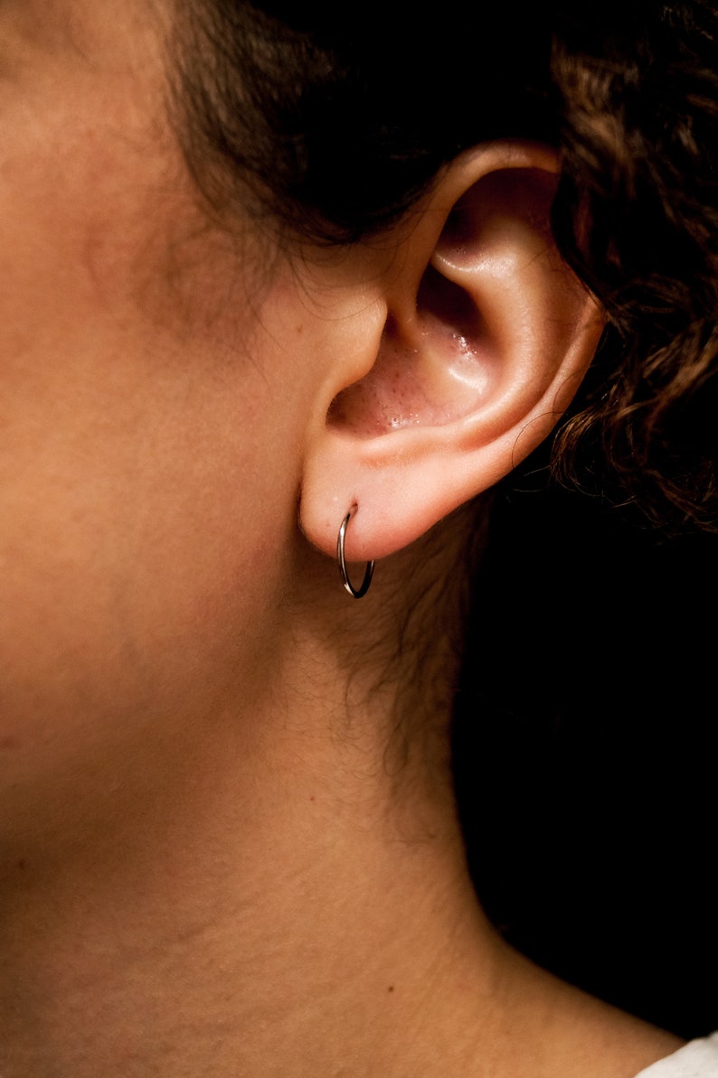 Single Huggie Hoop SOLID 14K Gold, Rose Gold, White Gold, Tiny Earring ...
