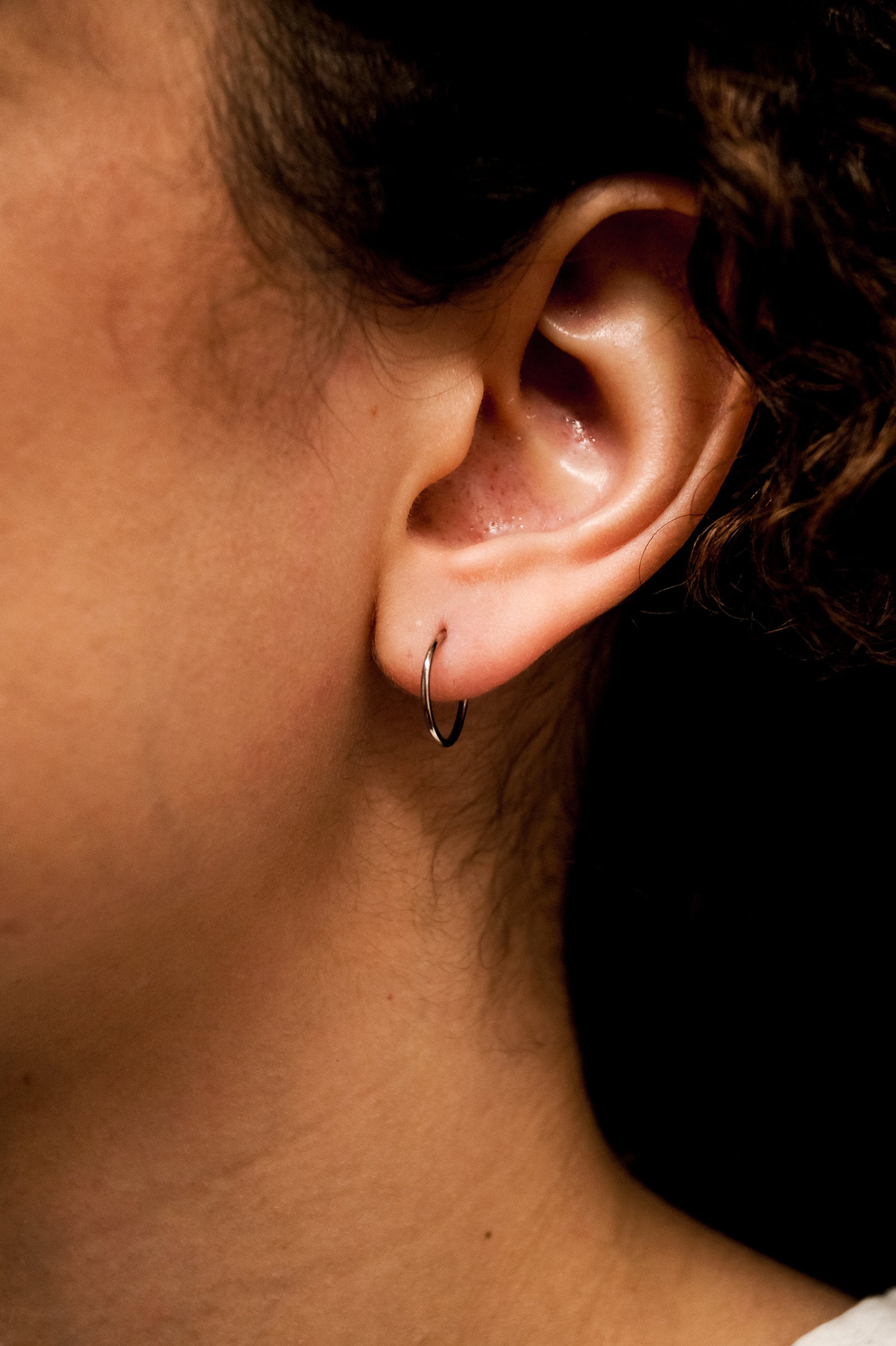 Single Huggie Hoop SOLID 14K Gold, Rose Gold, White Gold, Tiny Earring ...