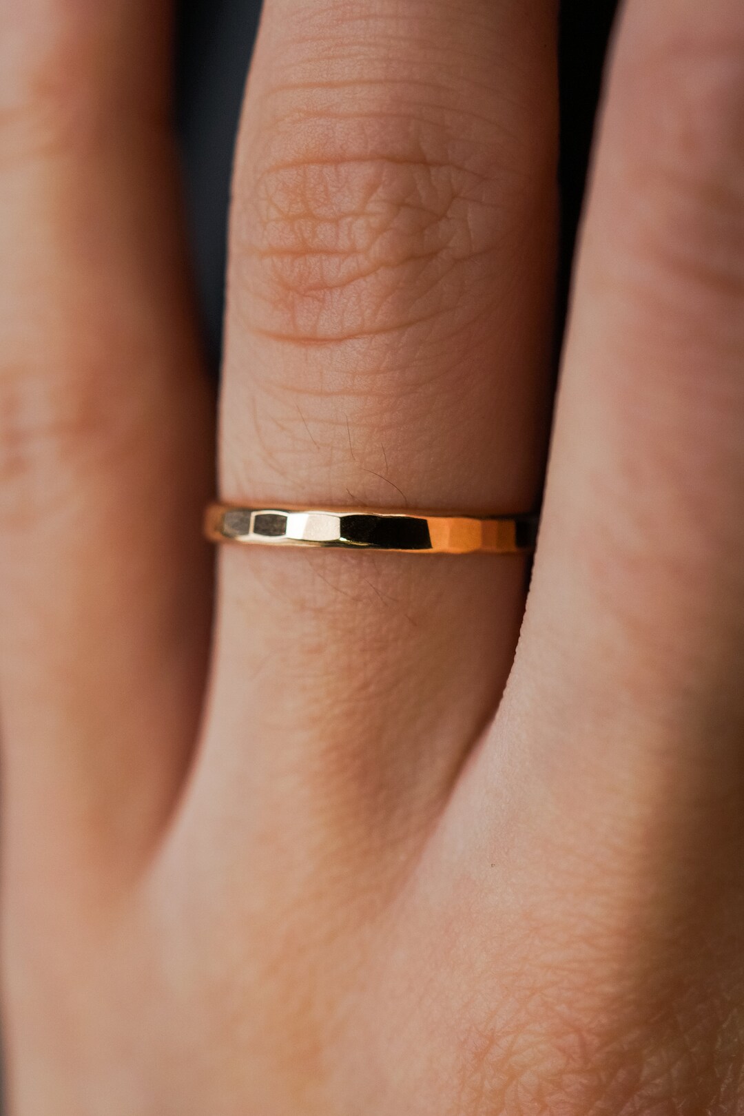 SOLID Extra Thick Stacking Ring | 14k Gold | Smooth, Hammered | Simple Stackable Subtle ...