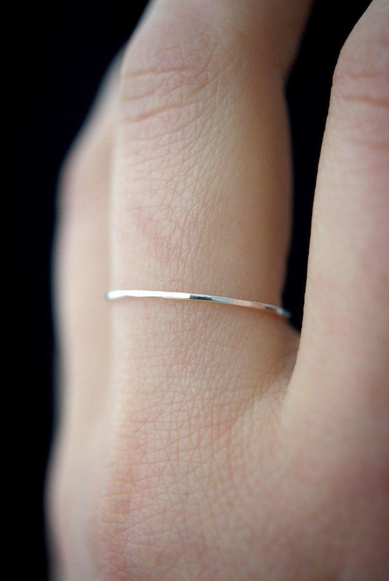 Ultra Thin Sterling silver stacking ring One Single ring | Etsy