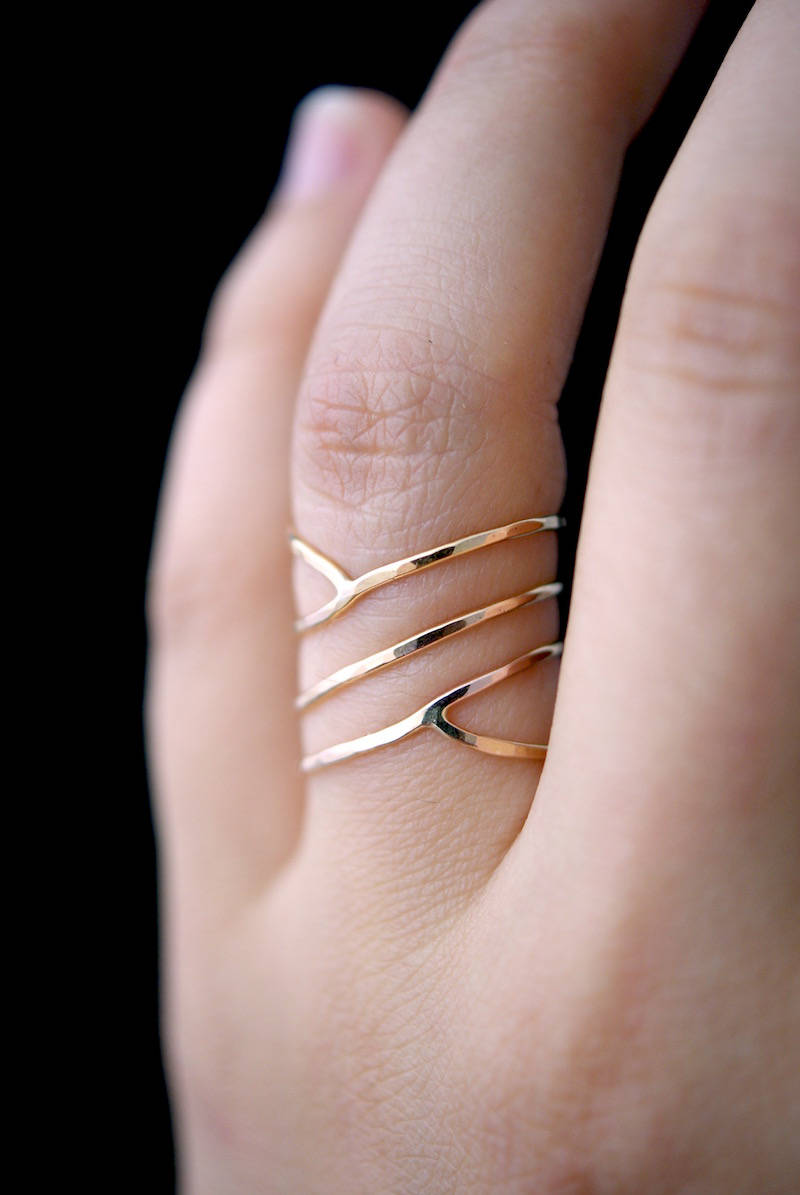 Curved Wraparound Ring in 14k rose gold fill art deco ring | Etsy