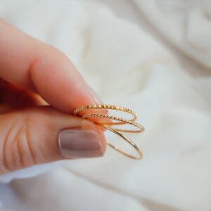 Bead Textured Ring Set of 6, 14K Gold Fill, Medium Thick, Textures ...