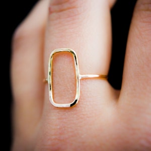 Rectangle Ring in 14K Gold Fill, Gold Square Ring, Hammered Ring ...