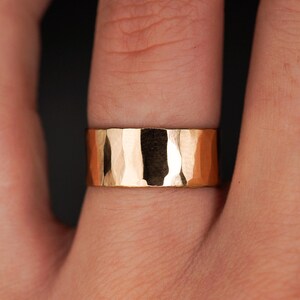 Classic Wide Band Pinky or Thumb Ring in 14K Gold Fill, Hammered Ring ...