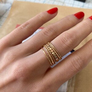 Bead Textured Ring Set of 6, 14K Gold Fill, Medium Thick, Textures ...