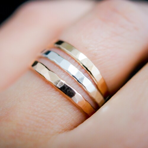 Rose Gold Stack Rings Set of 3 Rose Gold Stack Rings - Etsy