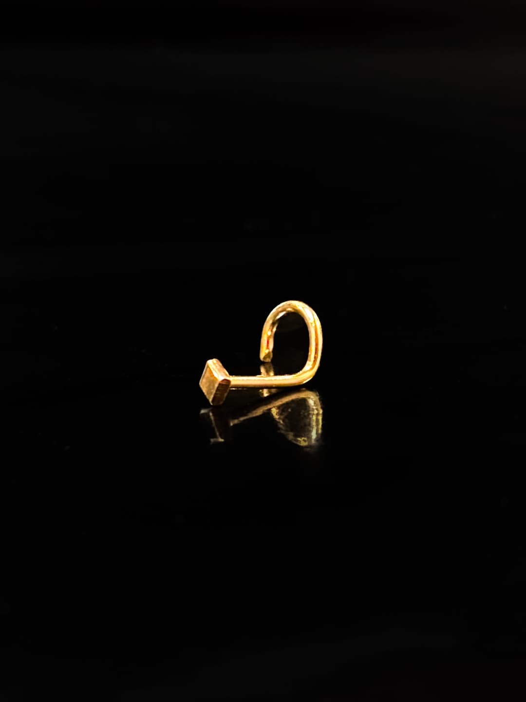 Square Mirror Nose Screw Stud, Solid Gold Minimal Nose Ring, Nostril ...