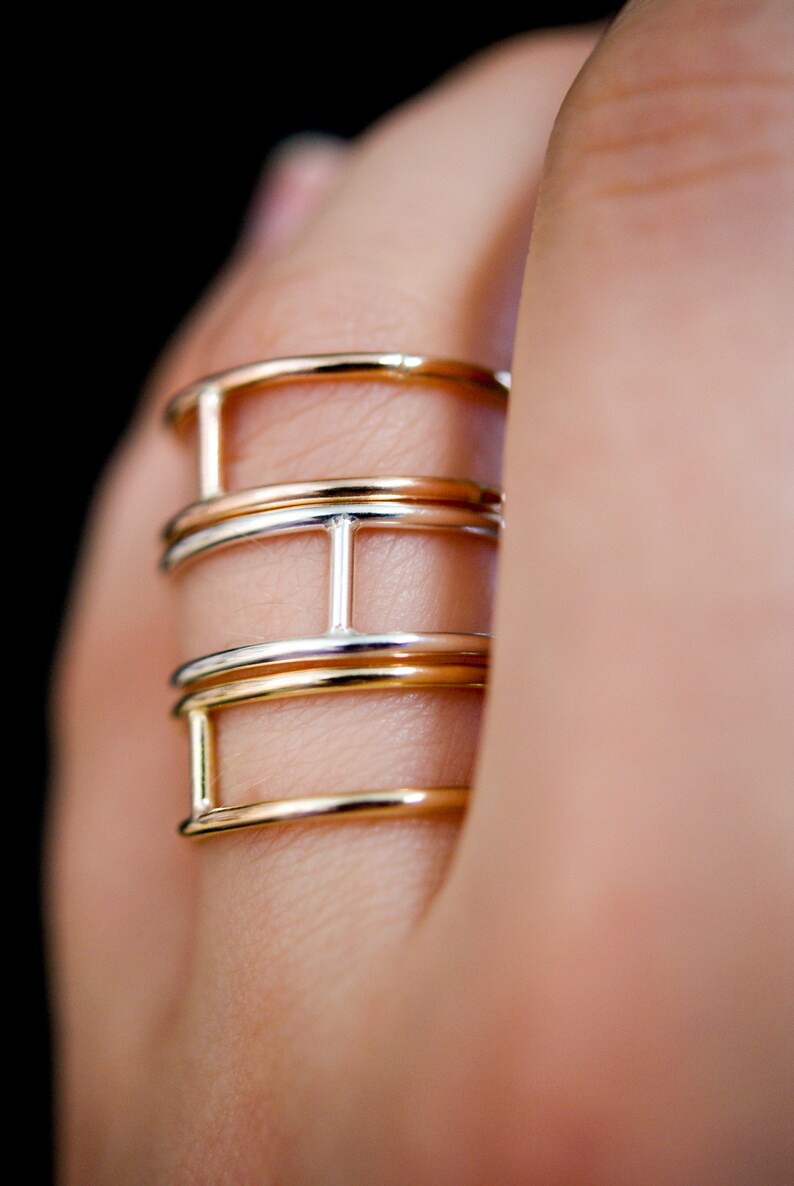 Small Cage Ring | Sterling Silver | Smooth or Hammered | Negative Space ...