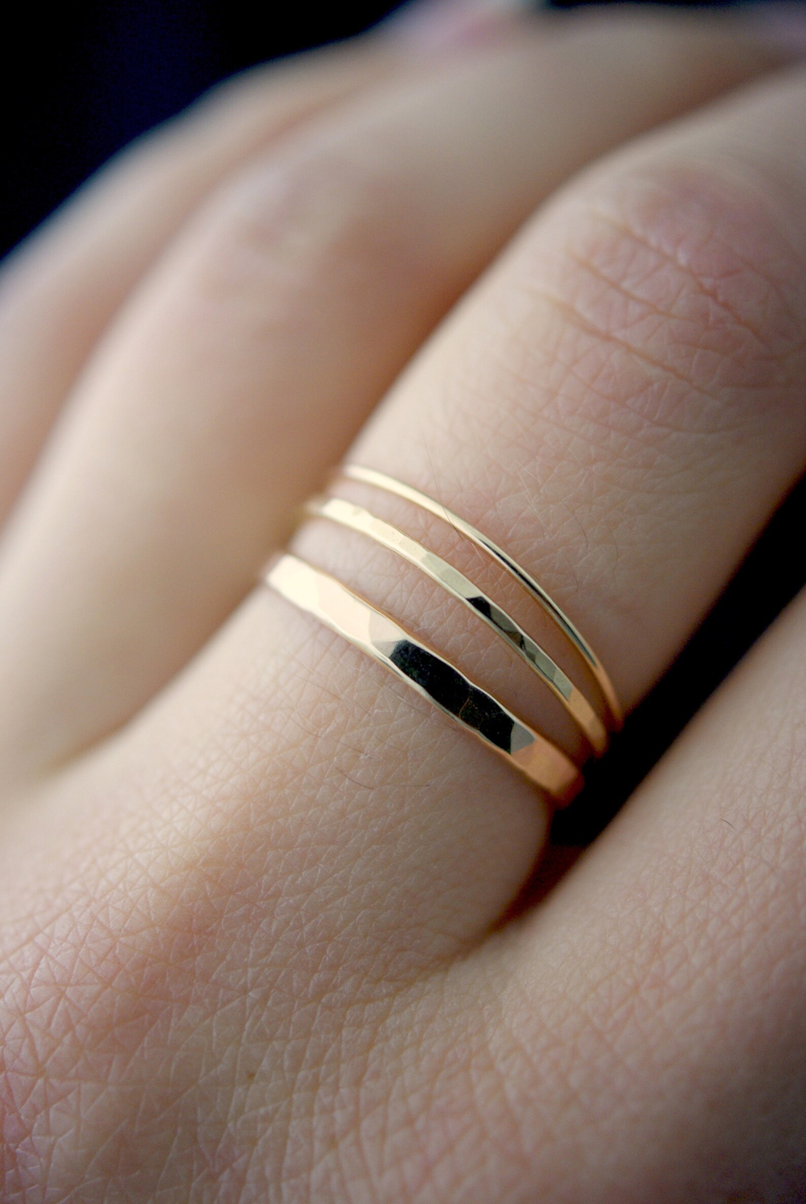 Basic Set of 3 Stacking Rings Gold Fill Ultra Thin Medium | Etsy