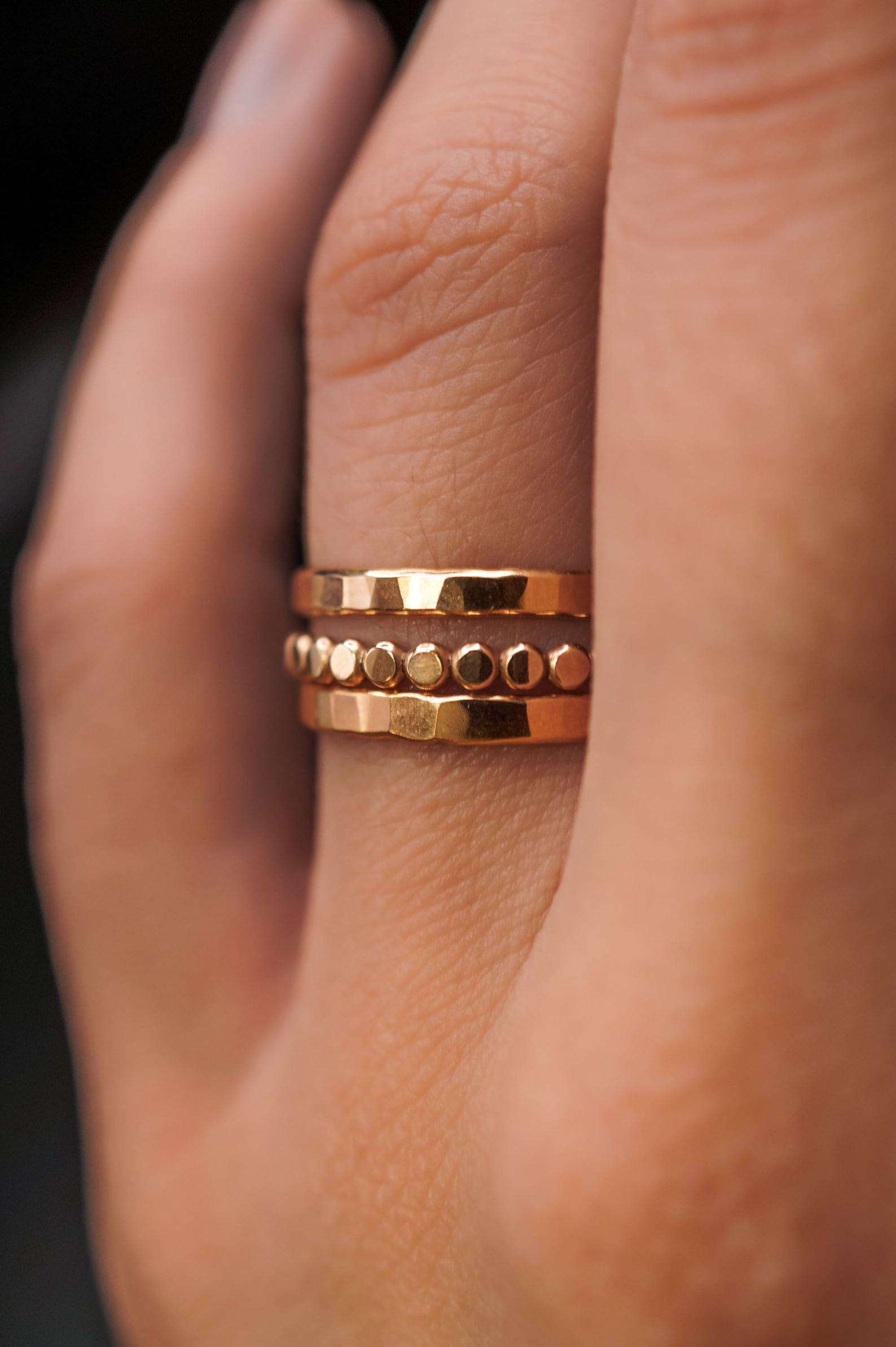 Mini Bead & Extra Thick Set of 3 | 14K Gold Fill | Set of Three Ring ...