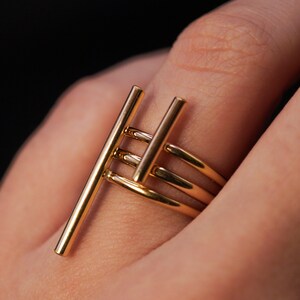 Double Bar Ring Set of 3 | 14K Gold Fill, Rose Gold, Sterling Silver ...