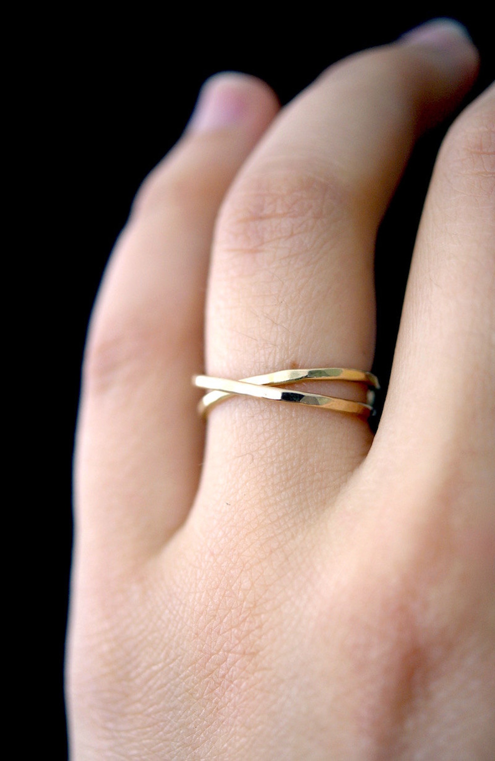 SOLID 14K Gold Interlocking Rings, Set of 2 Gold Interlocking Rings ...