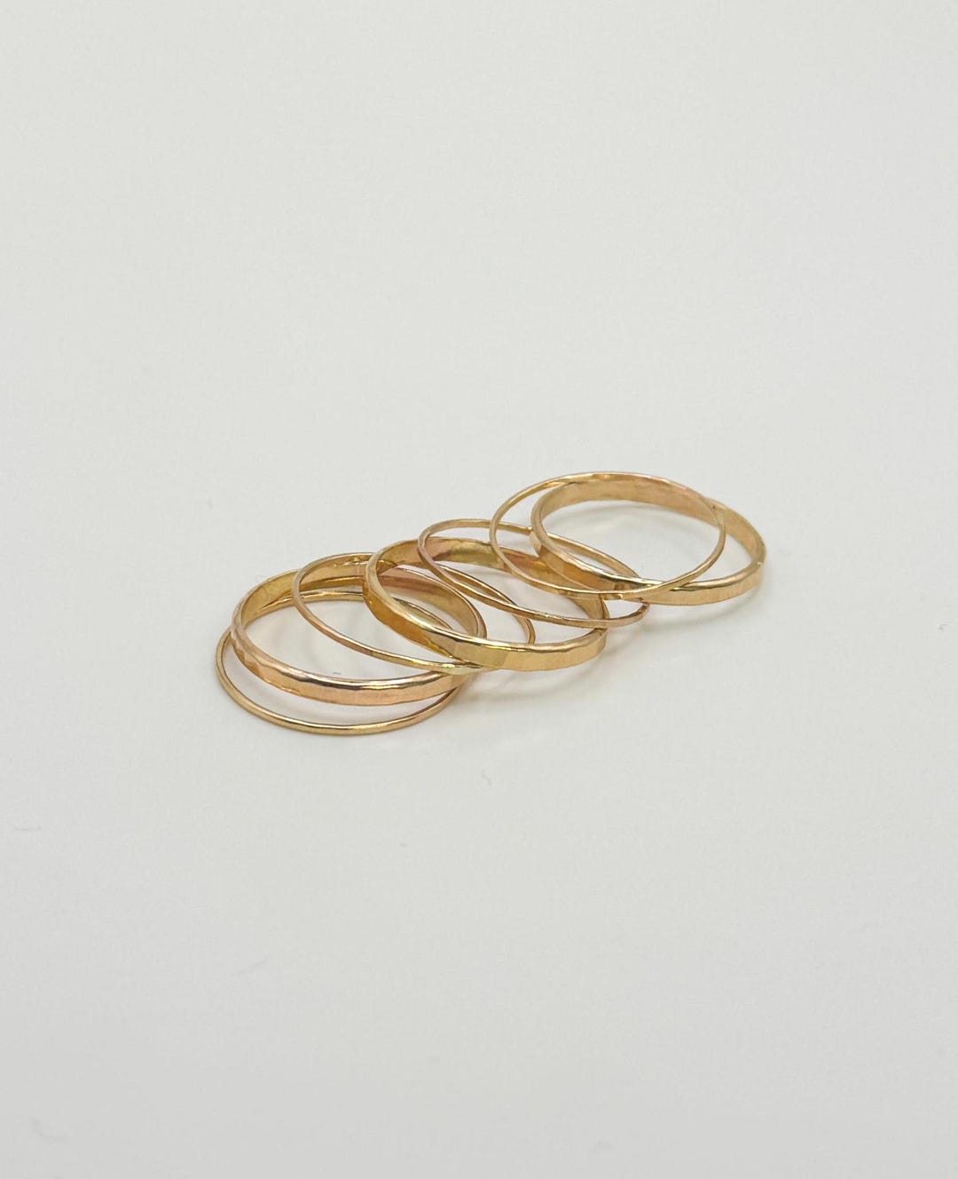Hammered Thick & Thin Set of 7 Stacking Rings | 14k Gold Filled | Extra ...