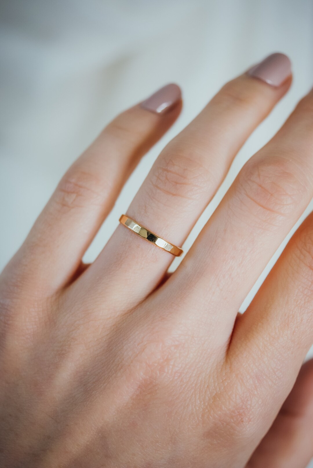 SHIPS FAST! Hammered Extra Thick Stacking Ring, SOLID 14K Gold, Bridal, Wedding, Engagement ...