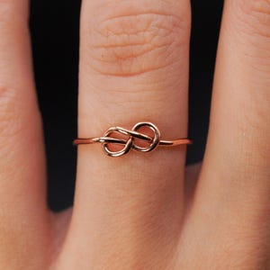 SOLID Infinity Knot Ring in 14K Yellow Gold, White or Rose Gold, Love Knot, Forever, Promise ...