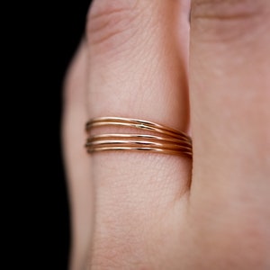 SOLID Ultra Thin Rose Gold Stacking Ring, Hammered Stacking Ring, 14k ...