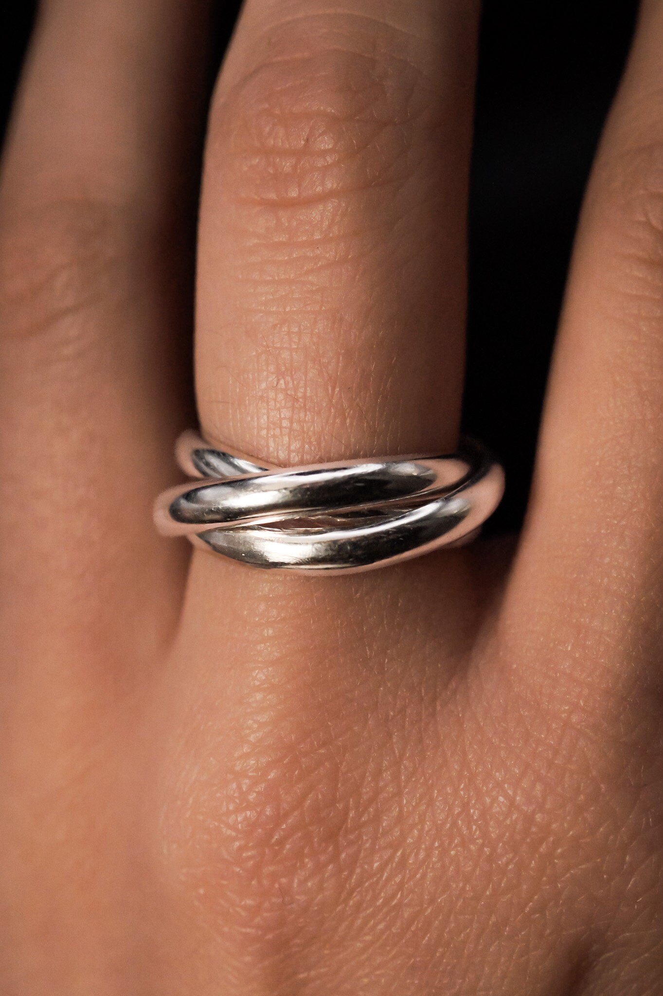 Chunky Interlocking Ring | Gold, Rose, Silver or Mixed | Set of 3 Bands ...