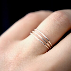 Connected Set of 3 Rings in Sterling Silver, Set of 3, Skinny Silver ...