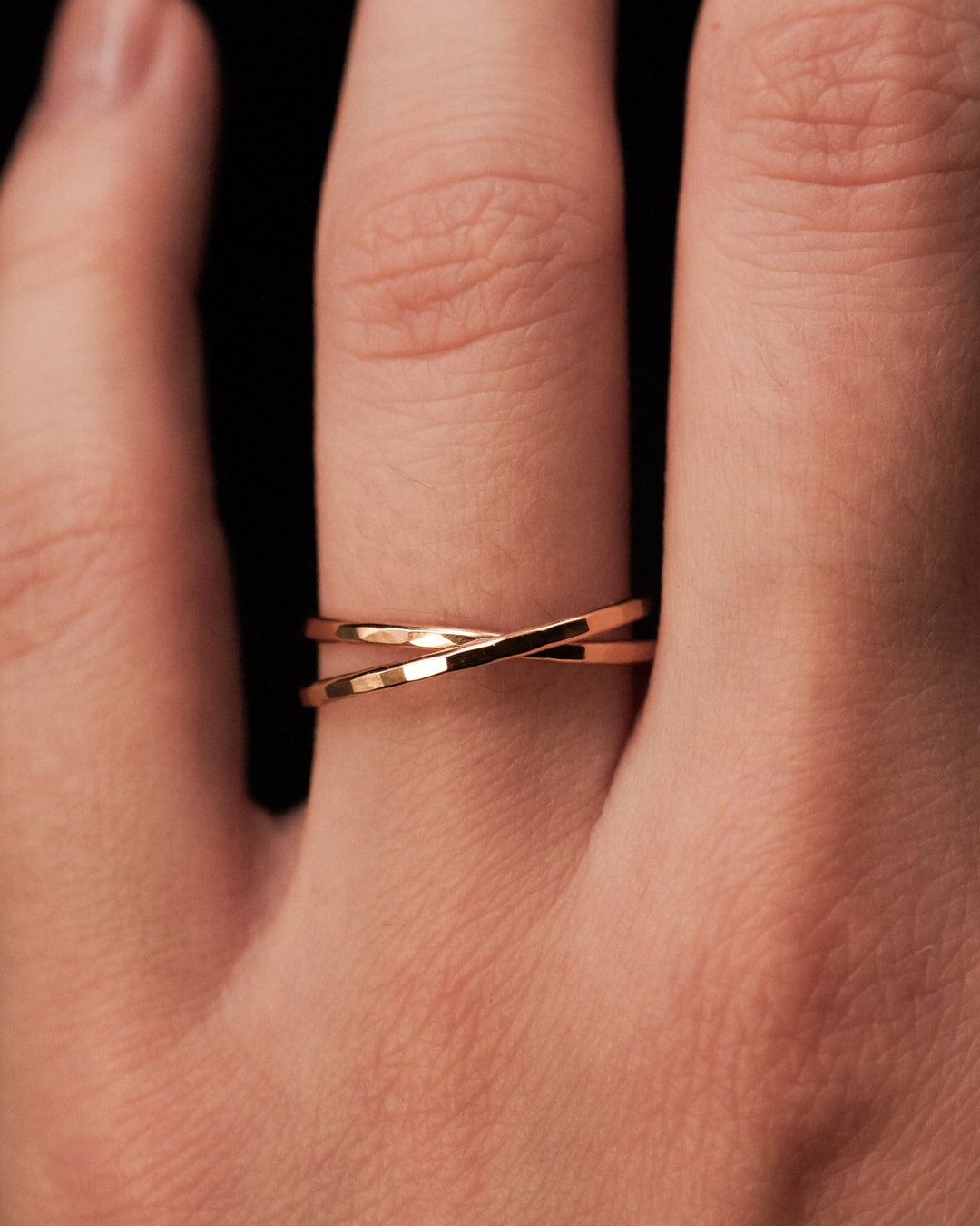 Thin Interlocking Set of 2 Rings, Gold Fill, Rose Gold Fill or Silver ...