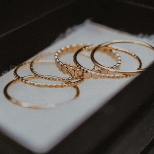 Bead Textured Ring Set of 6, 14K Gold Fill, Medium Thick, Textures ...