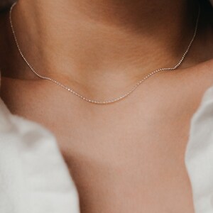 Disco Chain Necklace in Sterling Silver, Minimalist, Silver Diamond Cut ...