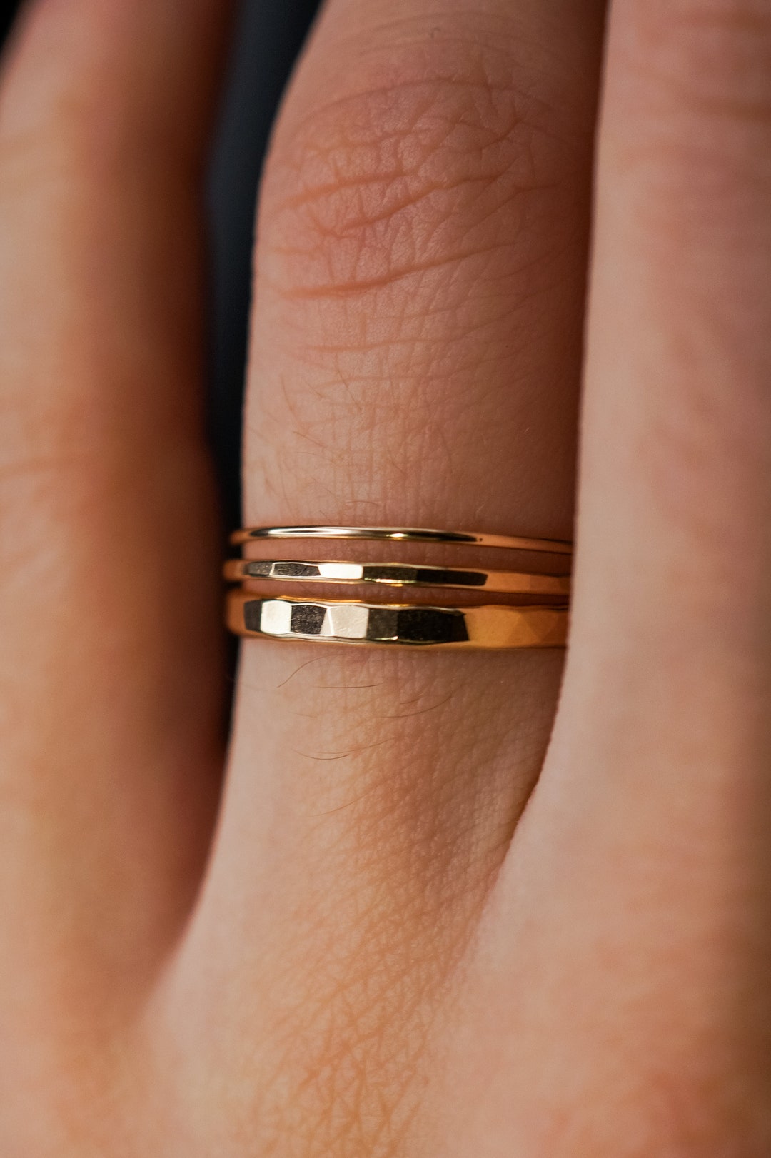 Basic Set of 3 Stacking Rings Gold Fill, Ultra Thin, Medium, Extra Thick, Gold Fill Stacking ...