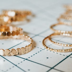 Bead Textured Ring Set of 6, 14K Gold Fill, Medium Thick, Textures ...