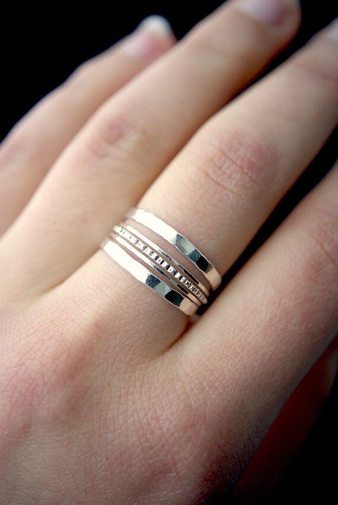 Extra Thick & Ultra Thin Lined Stacking Ring Set of 5 14K Gold Fill ...