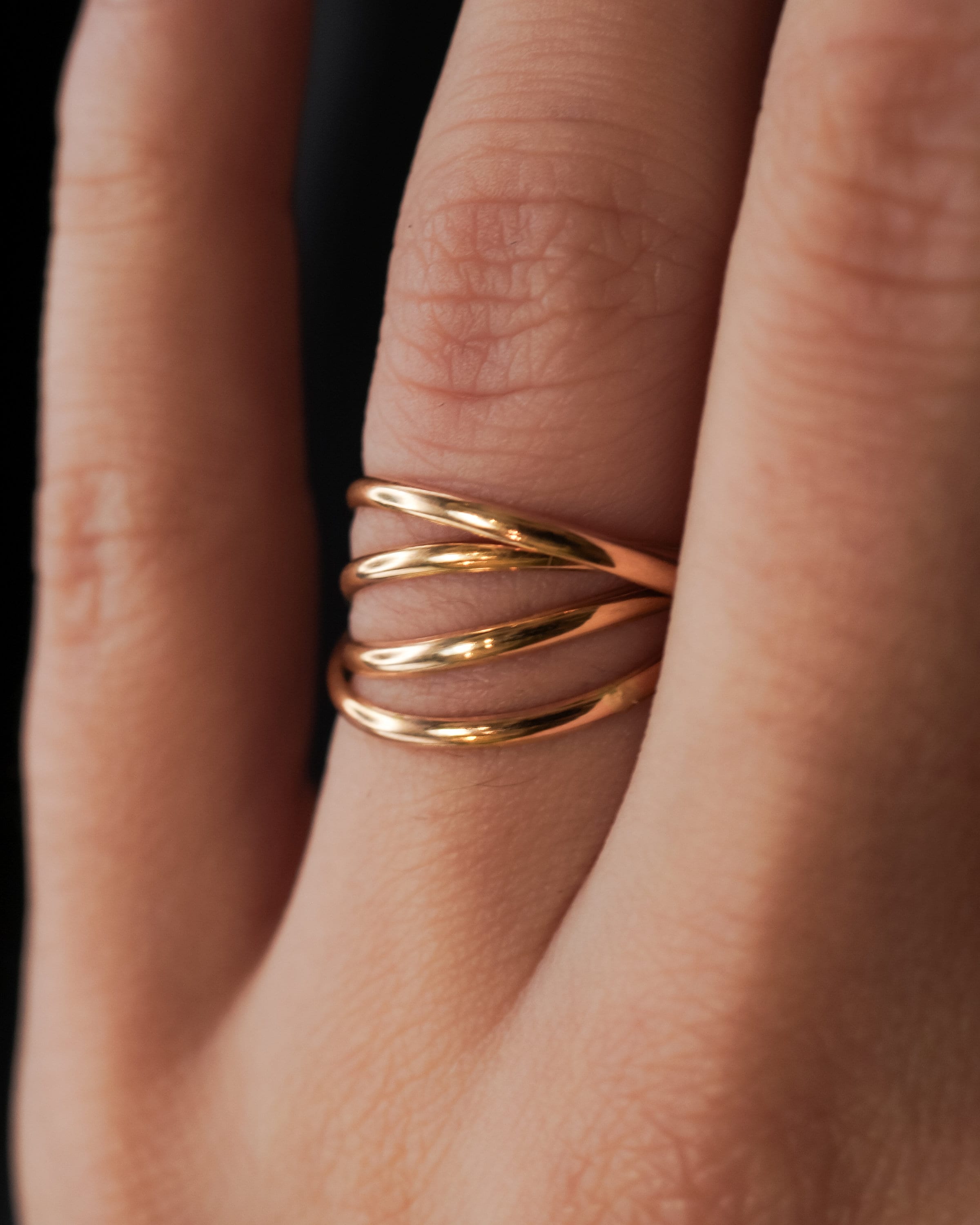 Thin Interlocking Set of 4 Rings Rose Gold, Gold Fill, or Silver ...