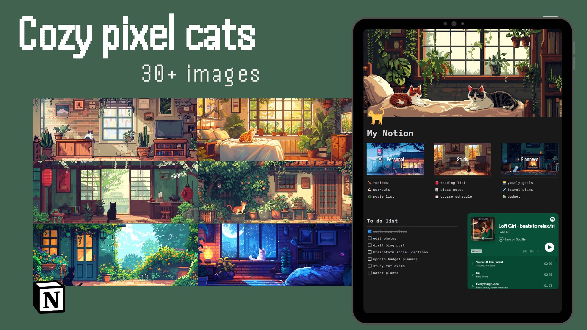 Cozy Pixel Cats Notion Cover Pack - Etsy