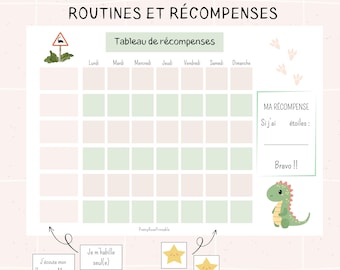 Tableau de récompenses enfant | Tableau motivation Montessori ...
