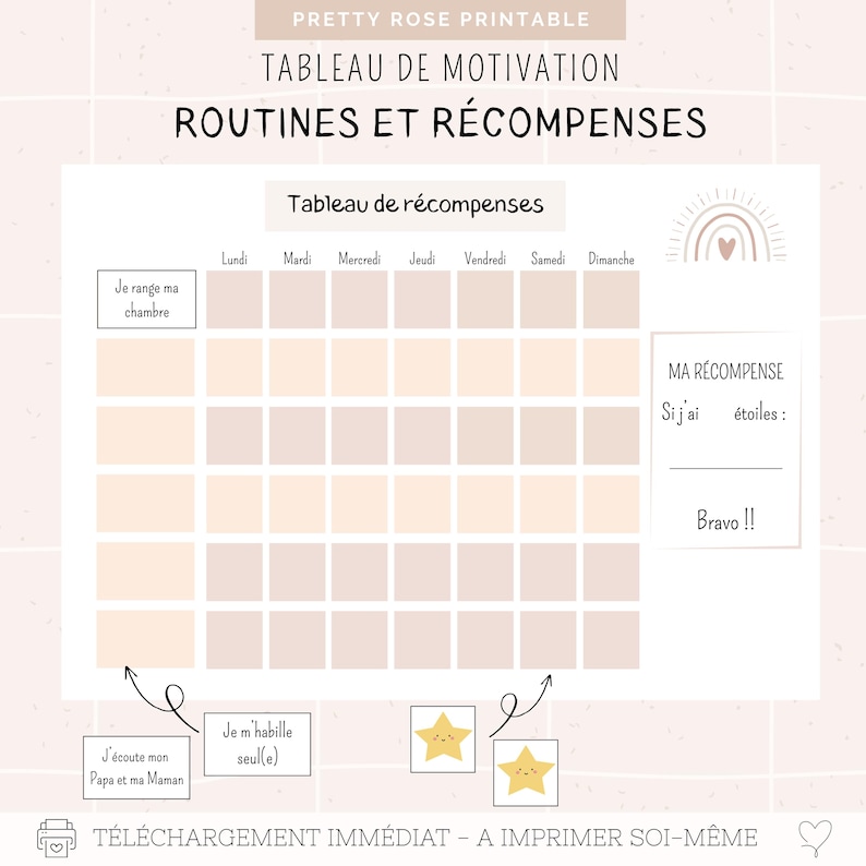 Tableau de récompenses enfant | Tableau motivation Montessori ...