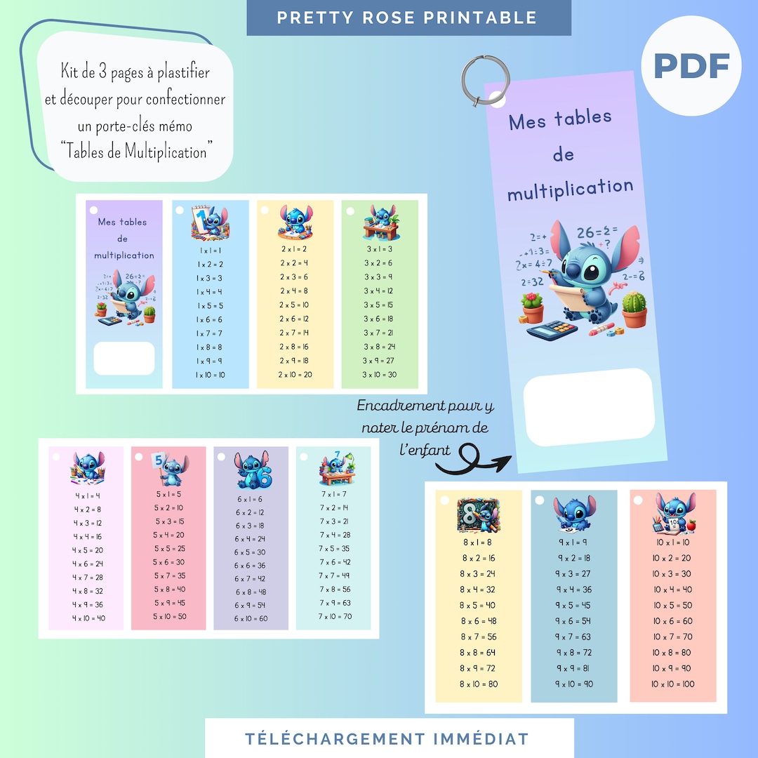 Stitch Multiplication Tables Montessori Cycle 2 Math Learning - Etsy