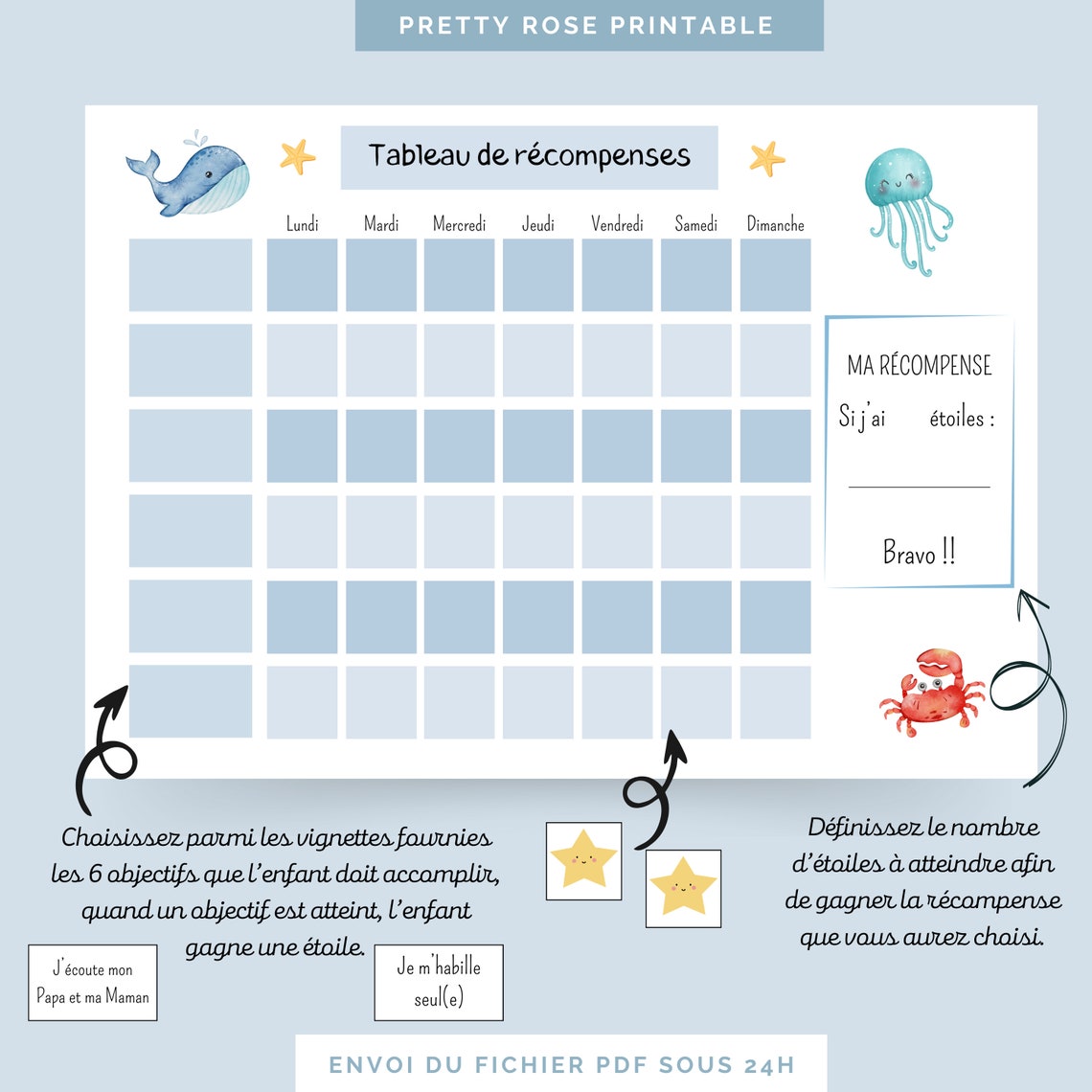 Tableau de récompenses enfant | Tableau motivation Montessori ...