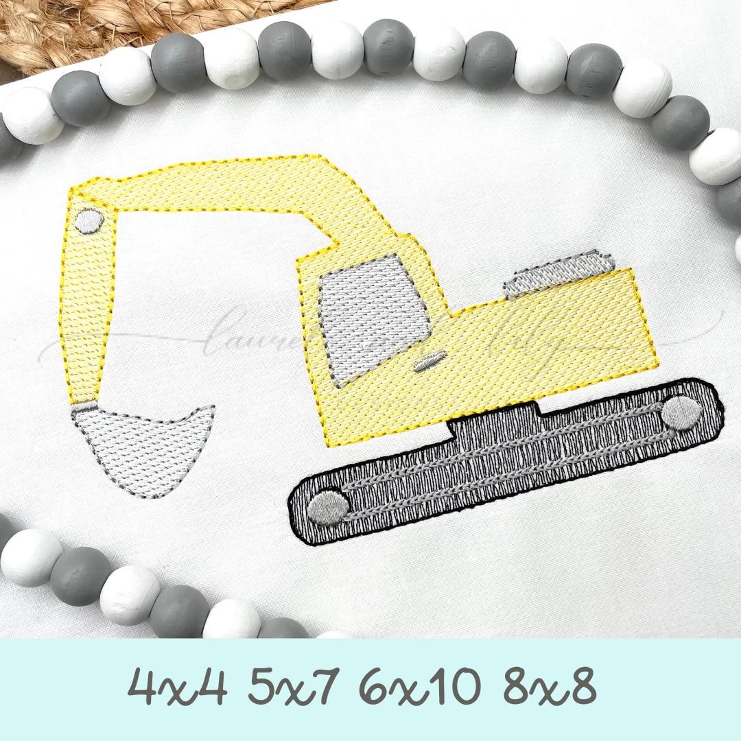 Excavator Embroidery Design, Digger Embroidery Design, Machine ...