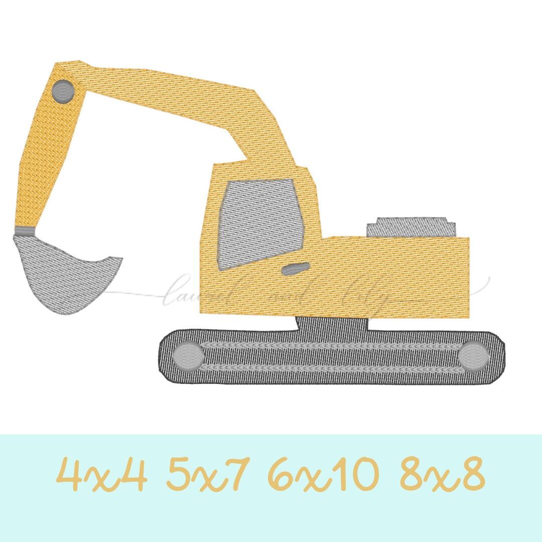 Excavator Embroidery Design, Digger Embroidery Design, Machine ...