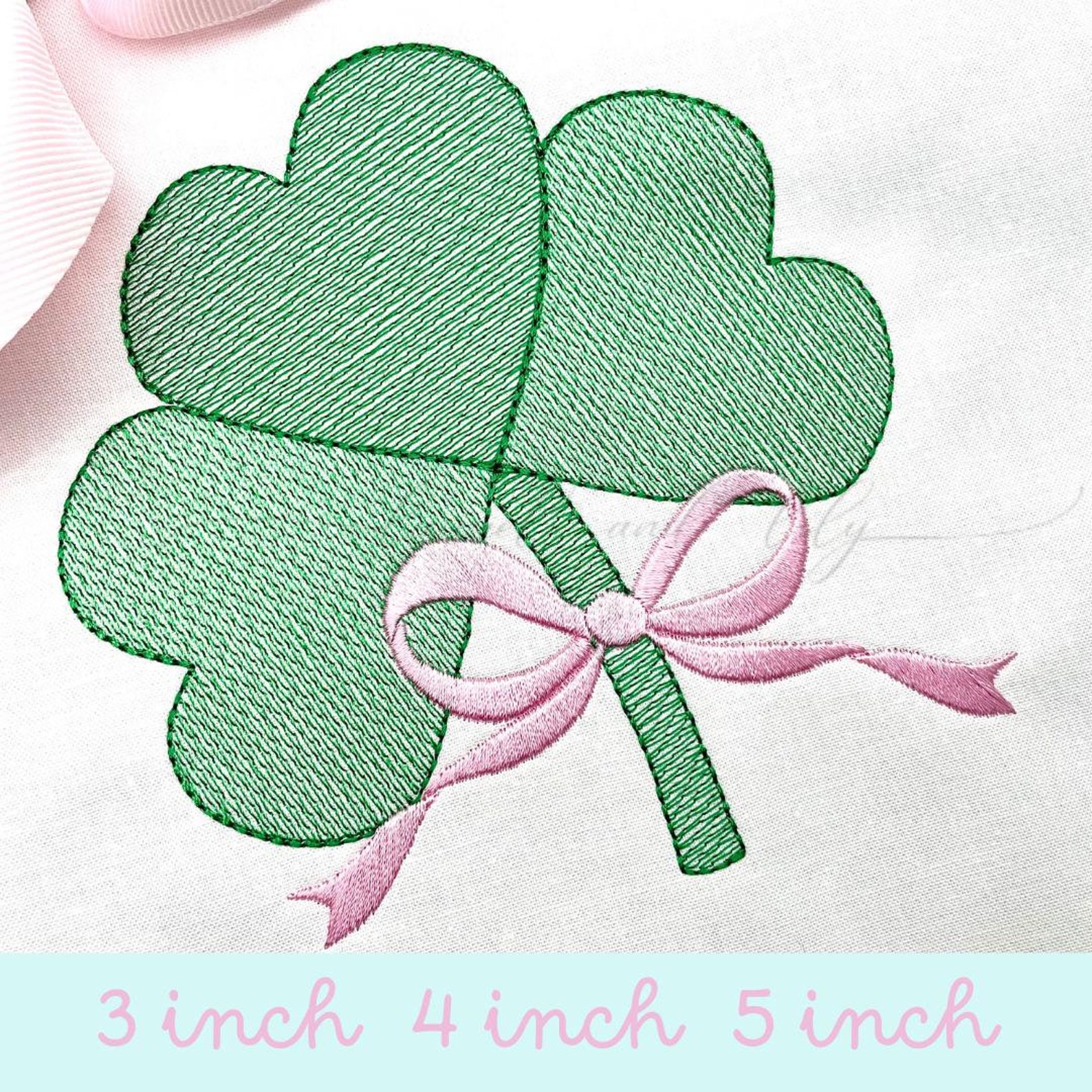 Shamrock With Bow Machine Embroidery Design (digital Download) - Etsy