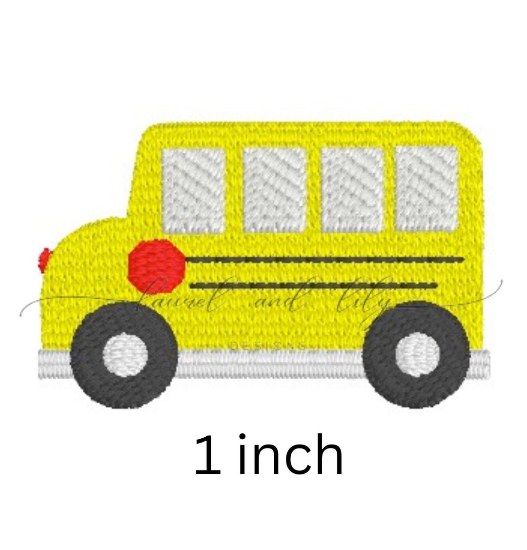Mini School Bus, Machine Embroidery Design, Bus Mini Fill, One Inch ...
