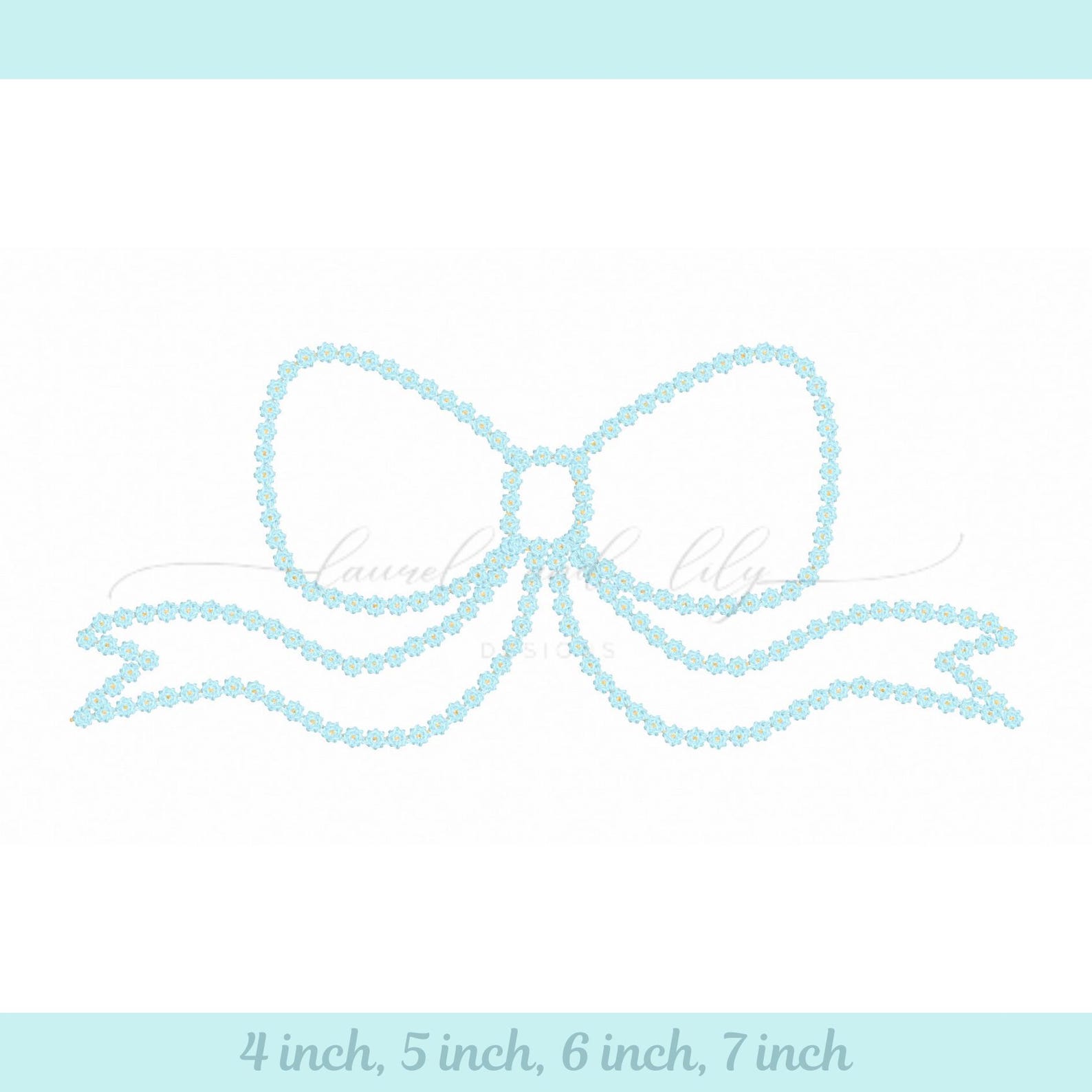 Bethany Bow French Knot Applique, Machine Embroidery Design: Long Tail ...