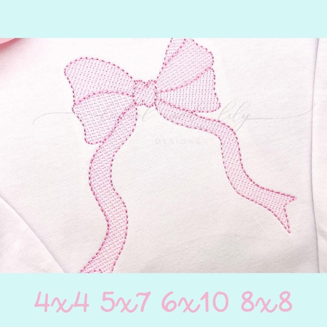 Bow Embroidery Design, Bow Sketch Fill Embroidery, Machine Embroidery ...
