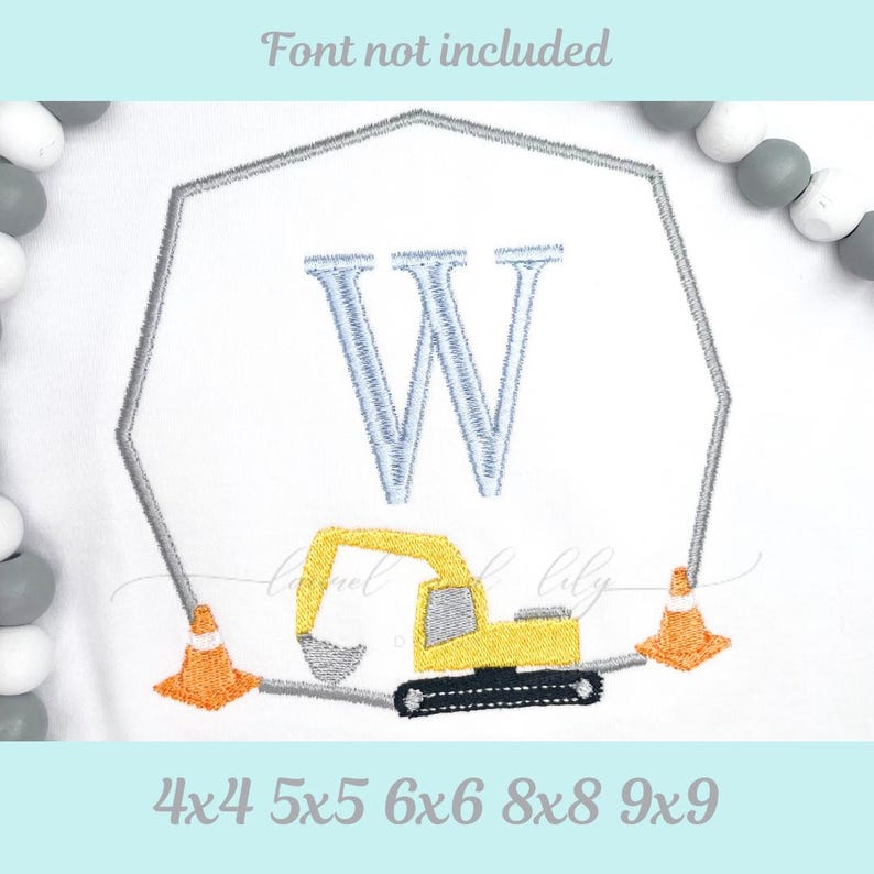 Construction Embroidery Frame, Machine Embroidery Design, Boy Monogram ...