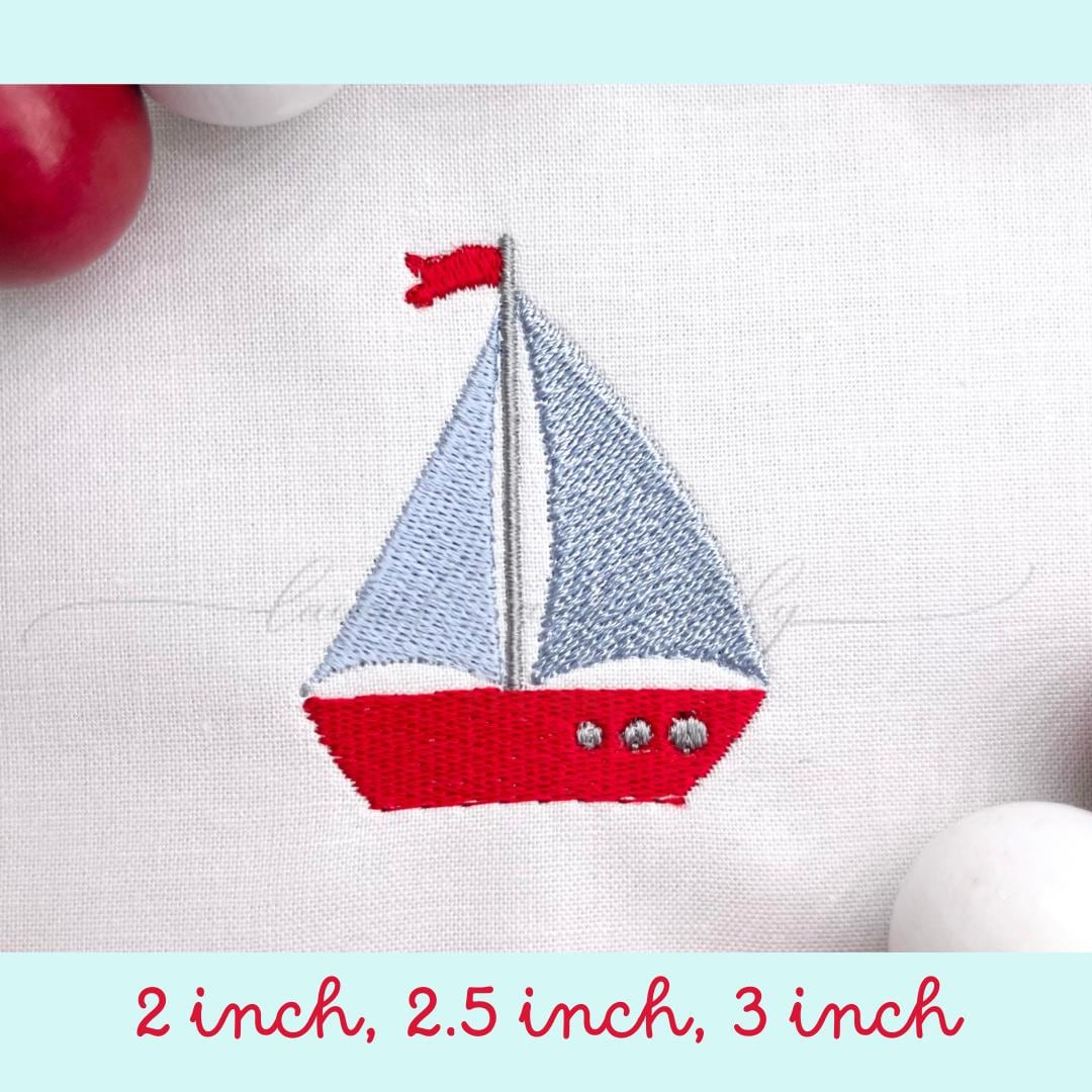 Mini Sailboat Embroidery, Boat Fill Stitch, Machine Embroidery Design ...