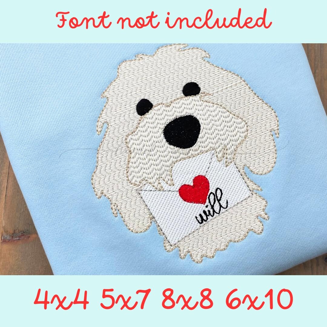 Valentine Goldendoodle Embroidery Design, Labradoodle Embroidery ...