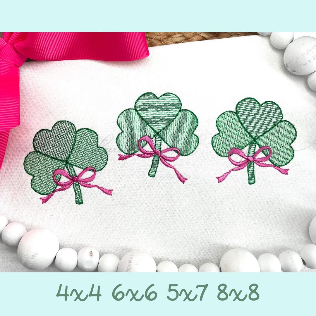 Shamrock Trio Embroidery, Machine Embroidery Design, Clover Sketch Fill ...