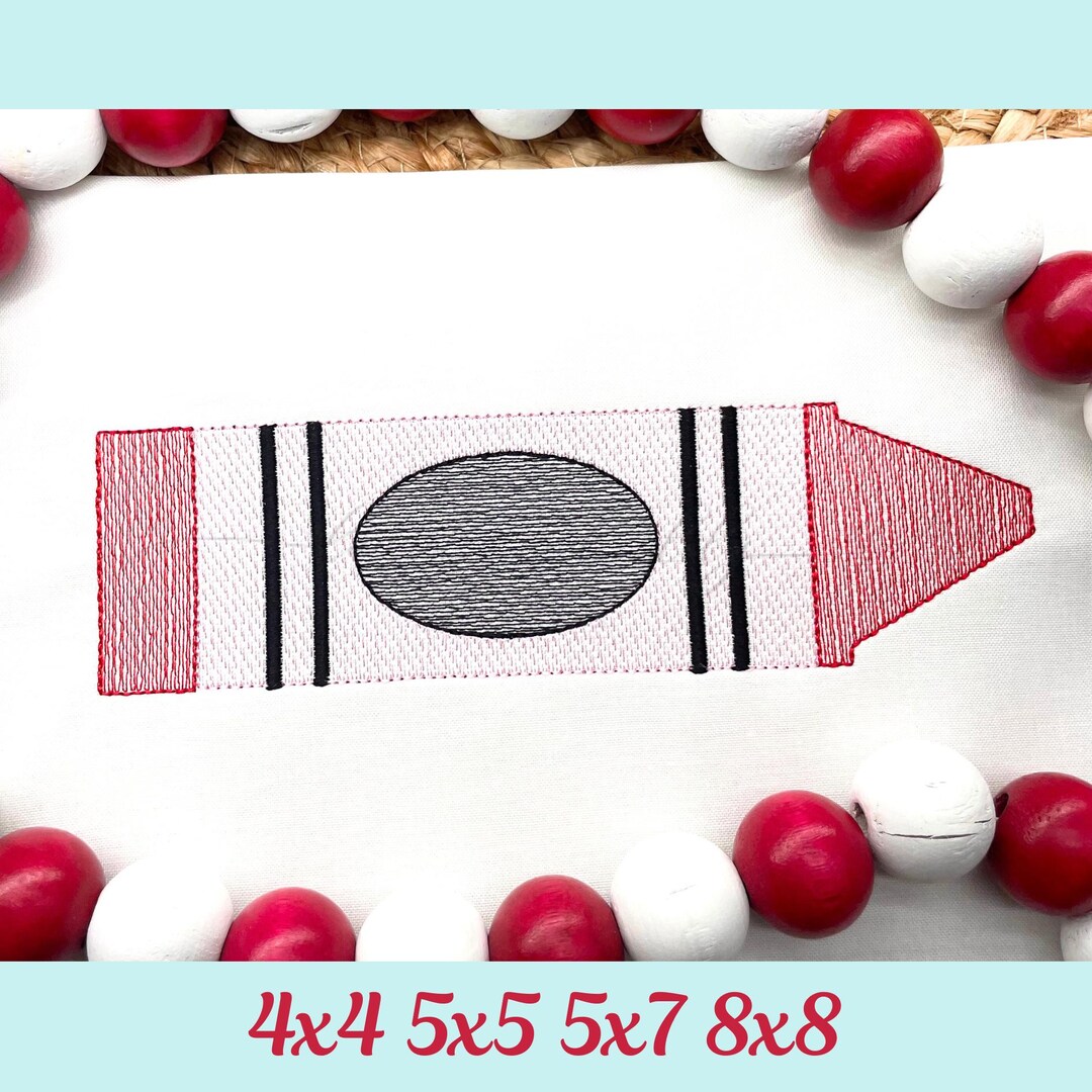 Crayon Sketch Embroidery Design: Back to School Machine Embroidery ...