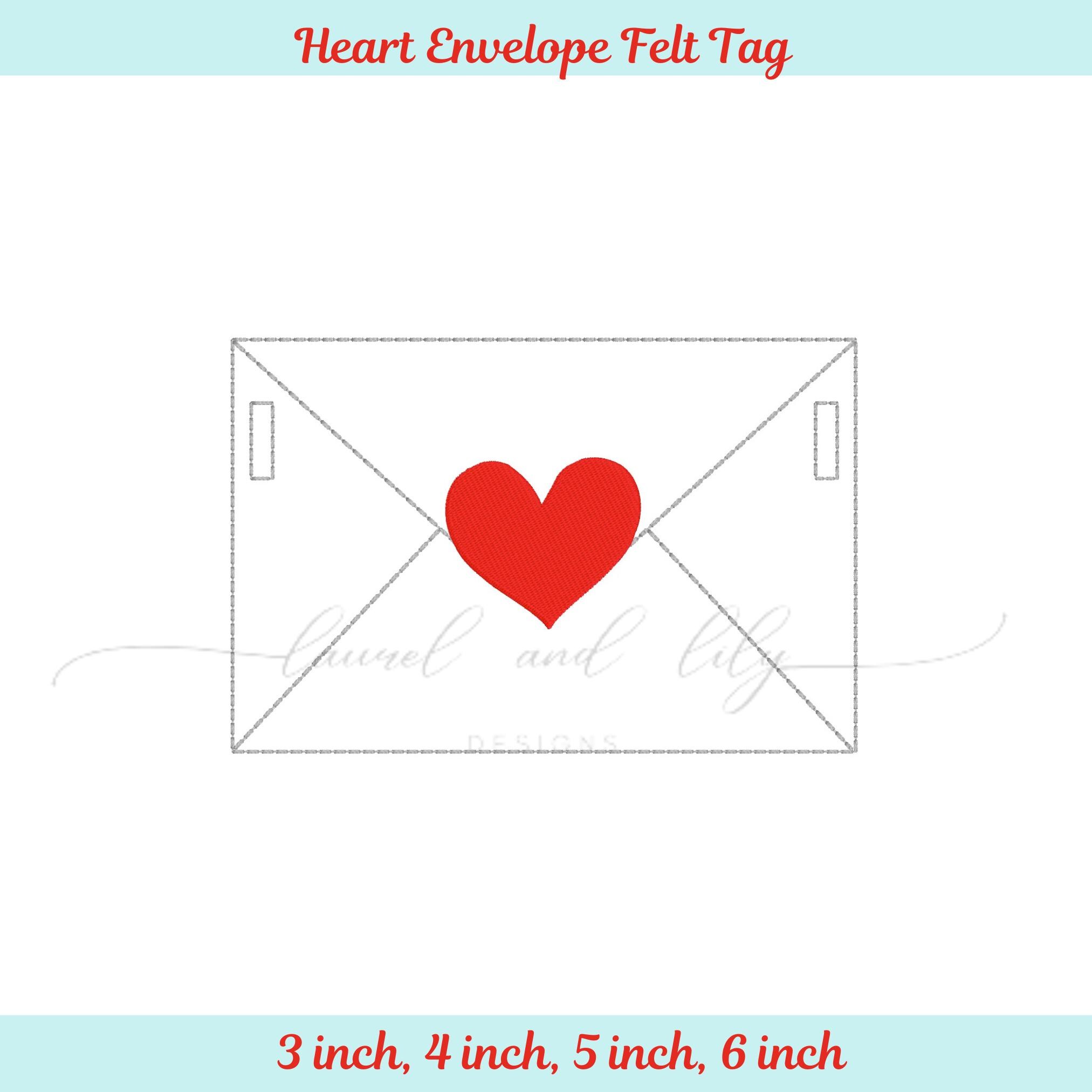 Envelope Tag in the Hoop Machine Embroidery Design, ITH Felt Valentines ...
