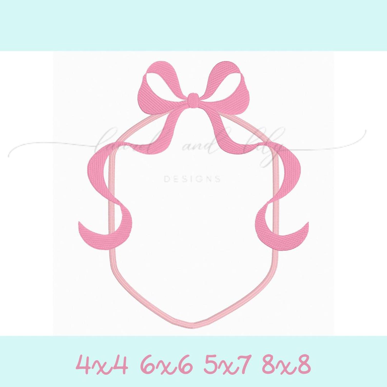 Bow Monogram Frame, Machine Embroidery Design, Long Tail Bow Frame ...