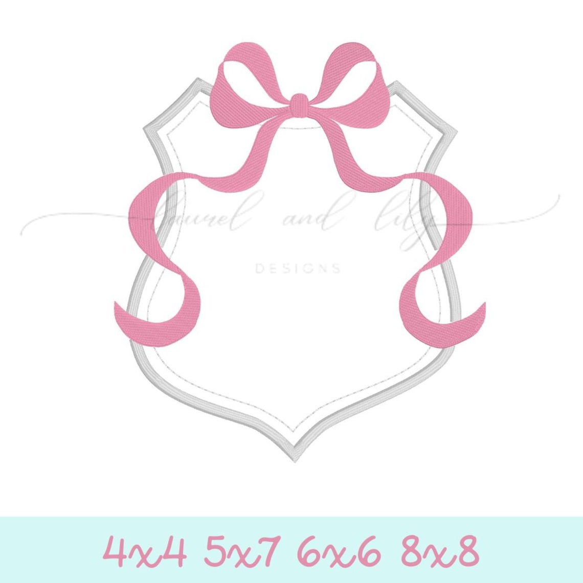 Bow Monogram Frame Machine Embroidery Design, Satin Stitch Frame, Long ...